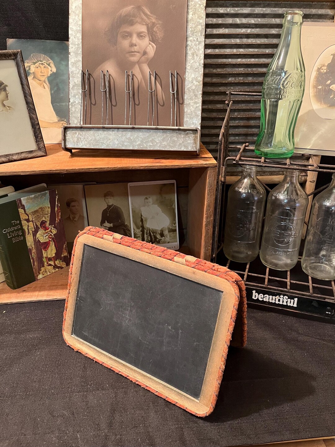 Antique Vintage Dual Chalkboards, School Slate, School Chalkboard, Wood ...