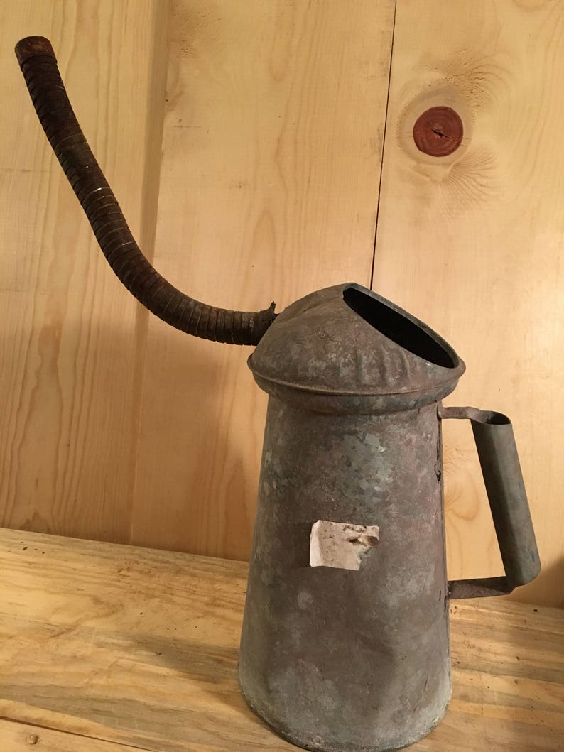 Antique One Gallon Galvanized Tin Oil Can Oiler Gas Station - Etsy
