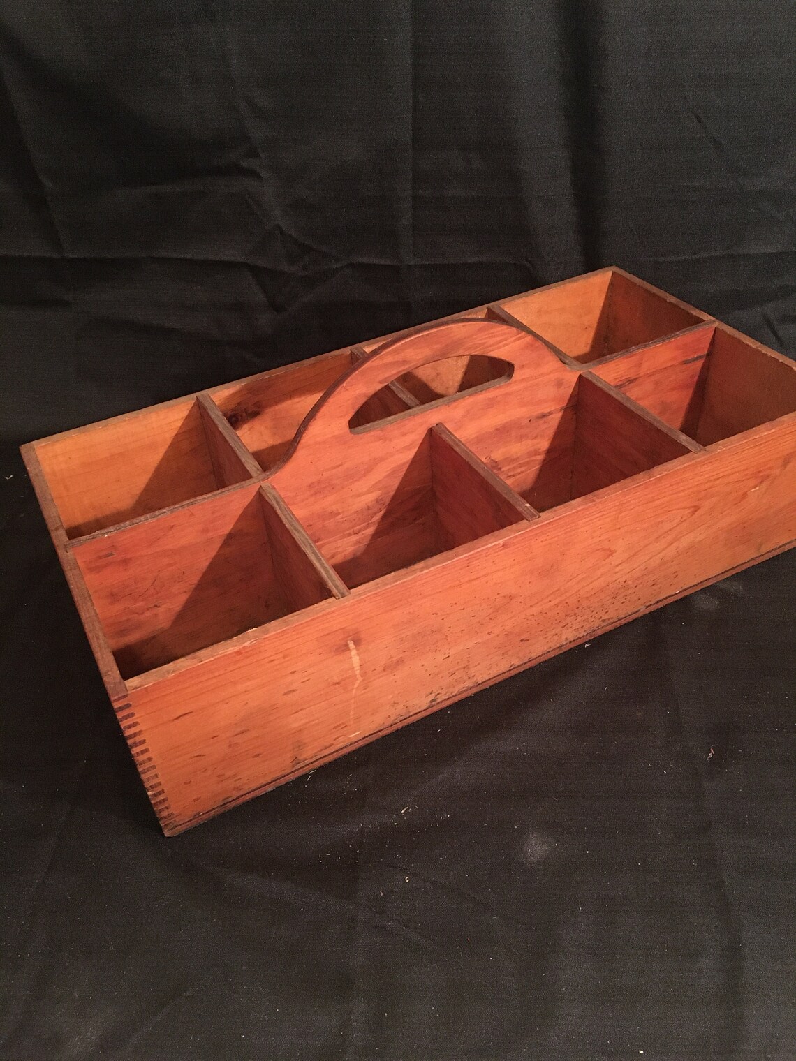 Antique Large Wood Caddy Divided Tote | Etsy