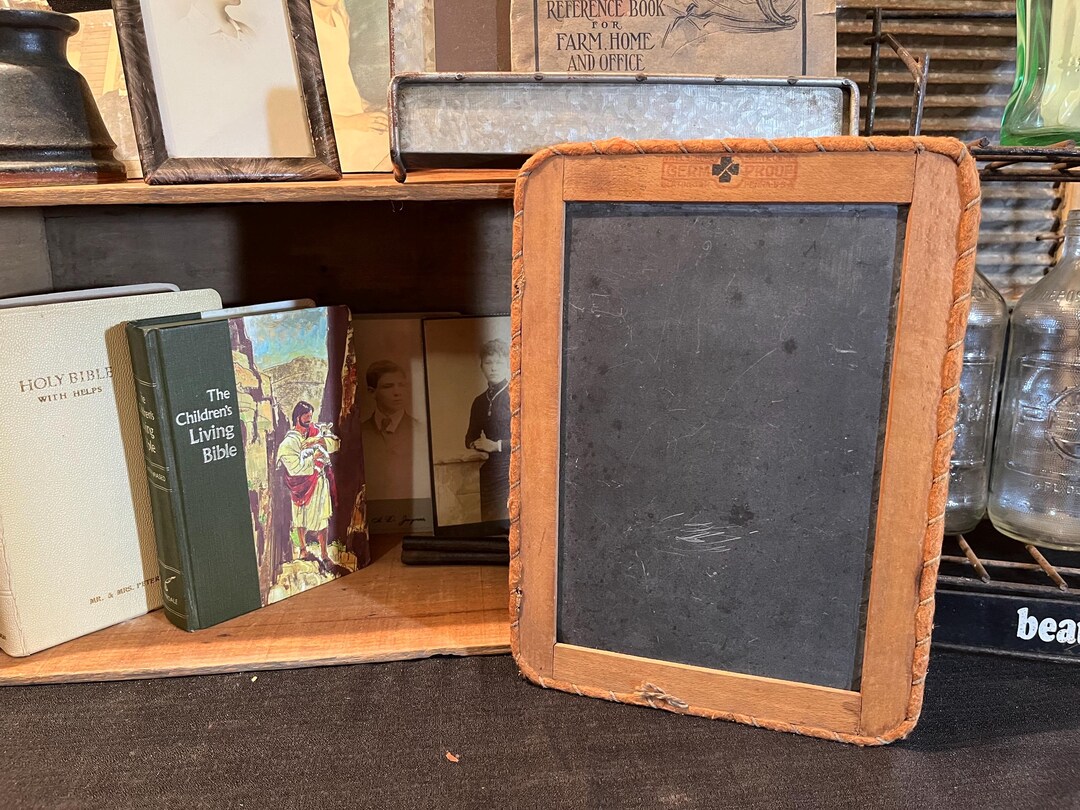 Antique Slate Chalkboard, Slate Chalkboard, School Chalkboard, Wood ...