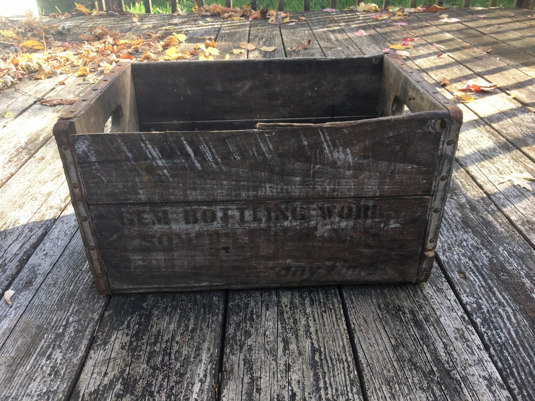 Vintage GEM Bottling Works Crate, Atlantic City, Advertising, Wood ...