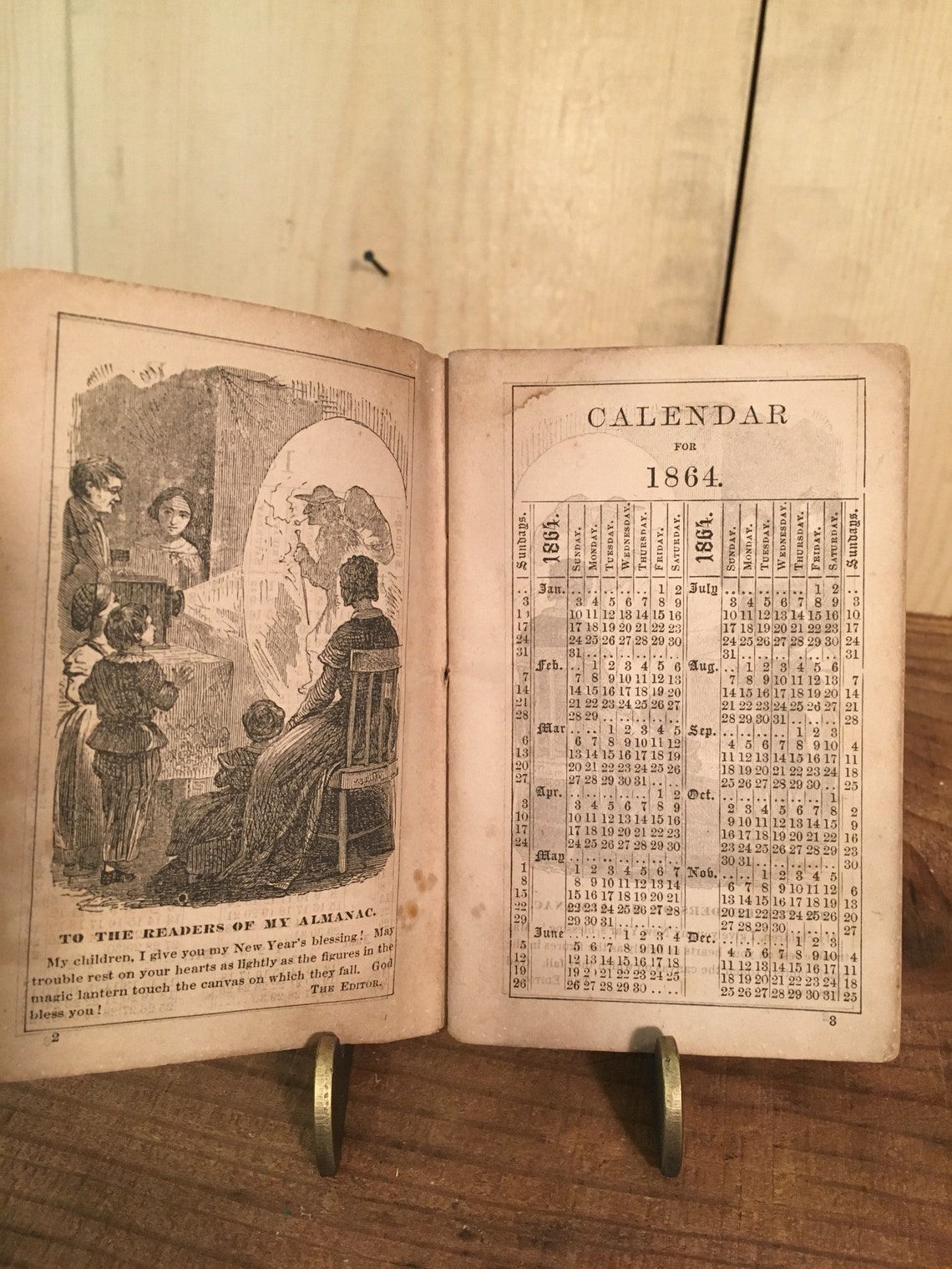 1864 Sunday School Almanac Antique Book - Etsy