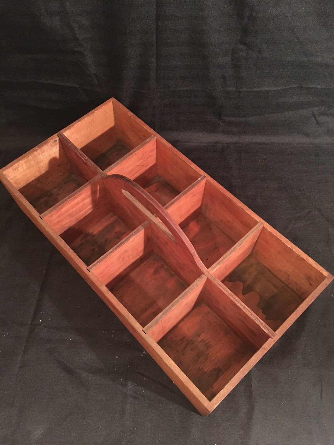 Antique Large Wood Caddy Divided Tote | Etsy