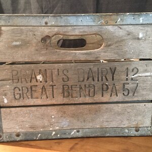 1957 Vintage Brant S Dairy Milk Crate Wood And Metal Milk Crate