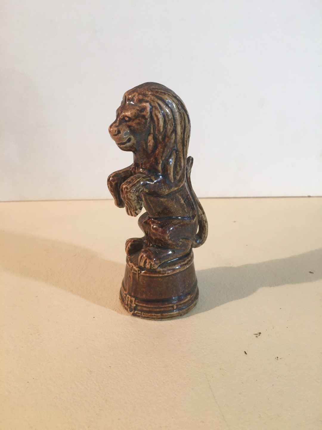 Vintage Lion Figurine, Glazed Ceramic Lion, Lion Statue, Decorative Art ...