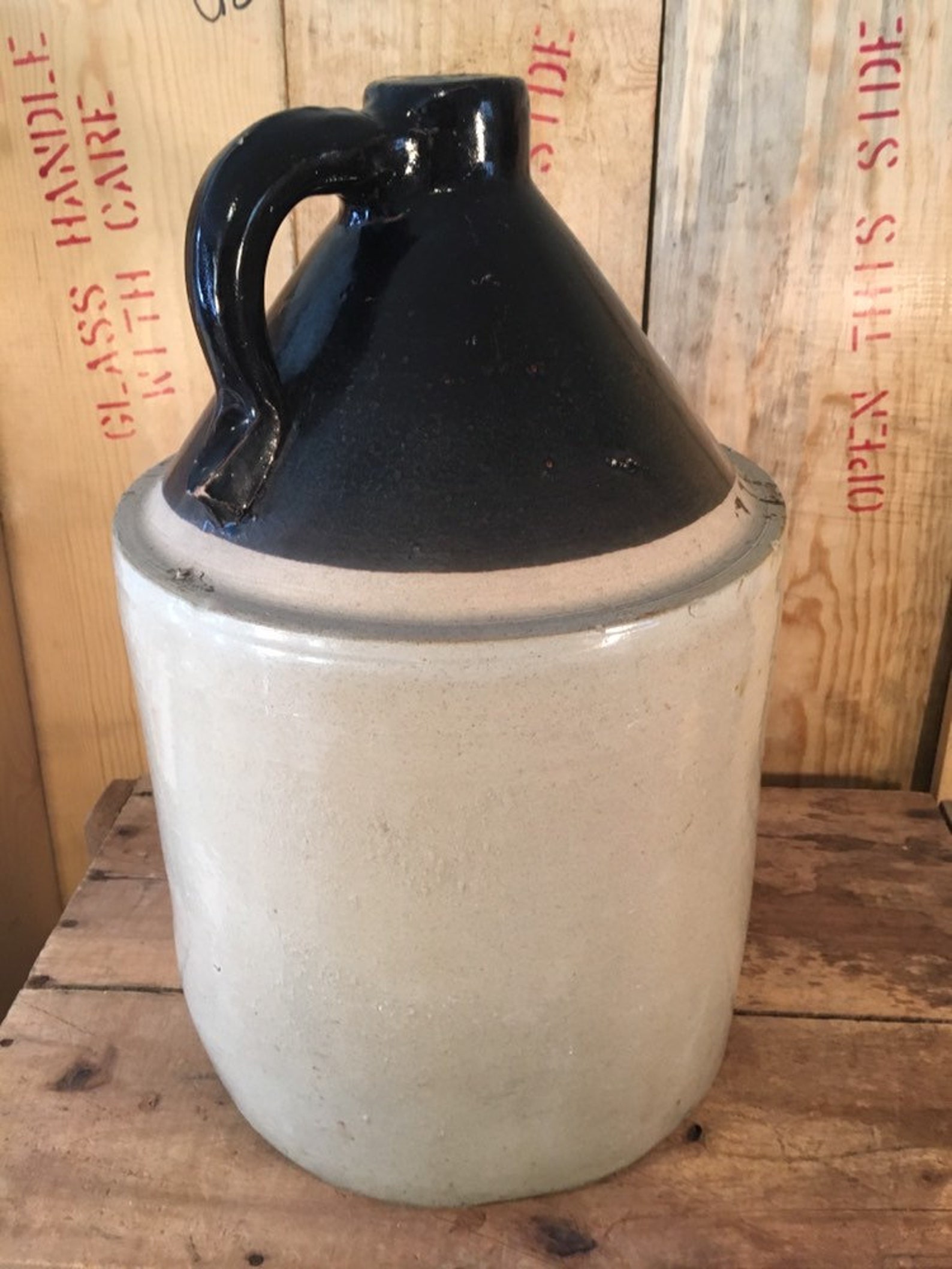 Vintage 5 Gallon Black Crown Jug, Robinson Ransbottom, Whiskey ...