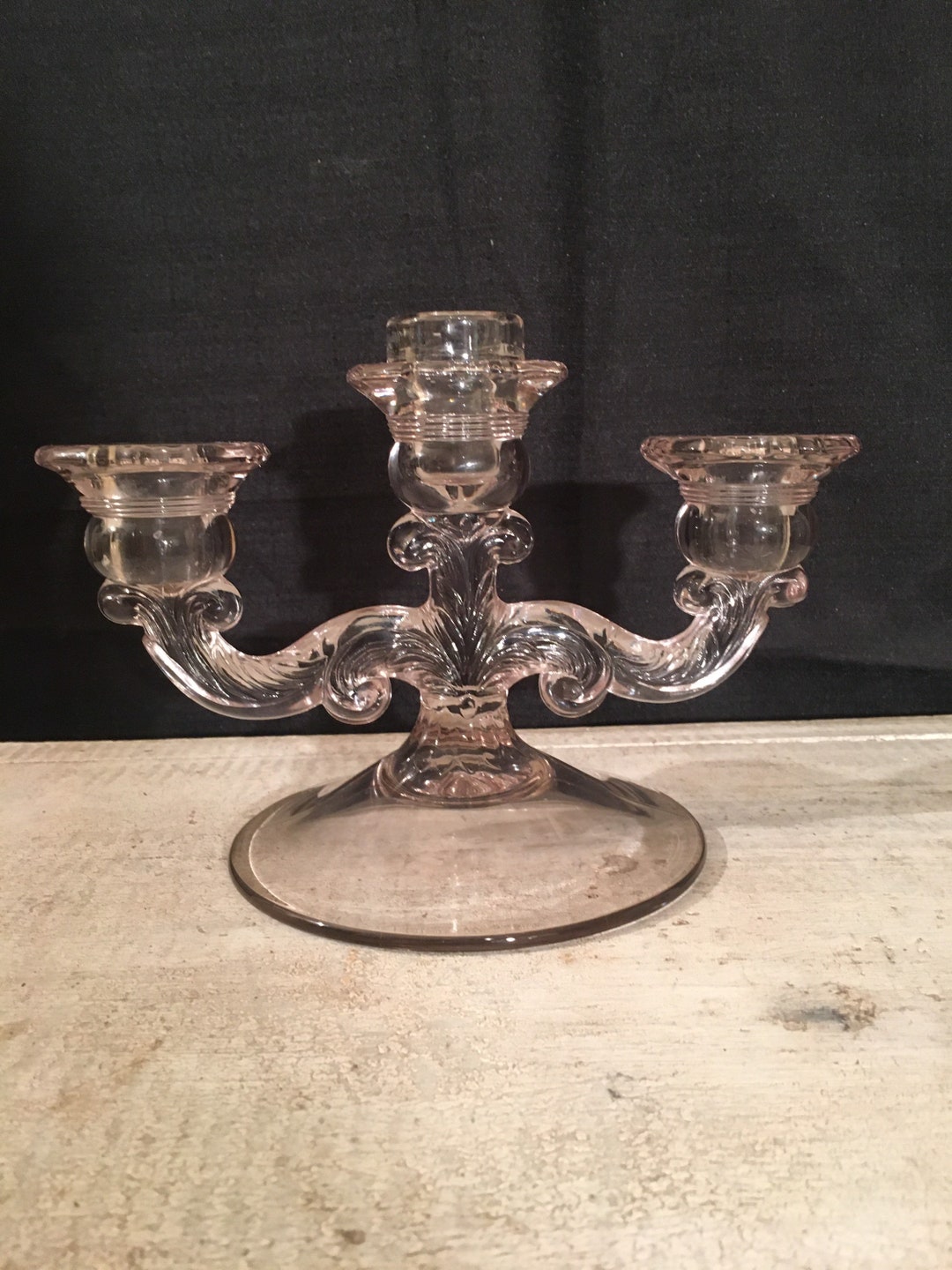 Reserved for Christine, Vintage Cambridge Crystal 1307 Triple Candle ...