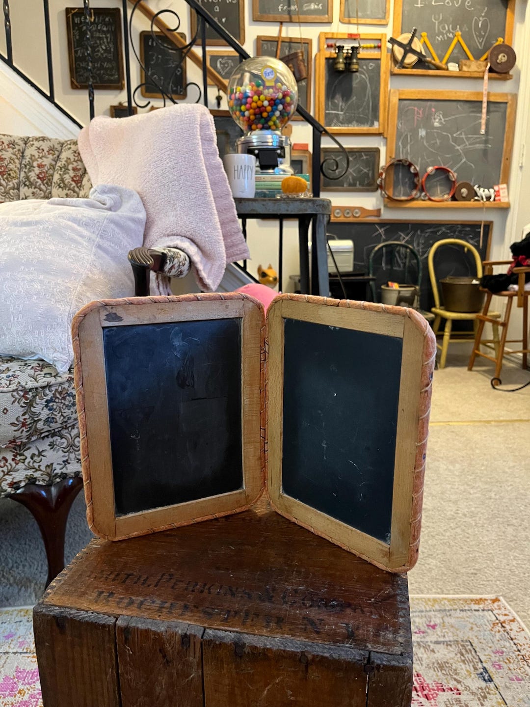 Early Vintage Dual Chalkboards, School Slate, School Chalkboard, Wood ...