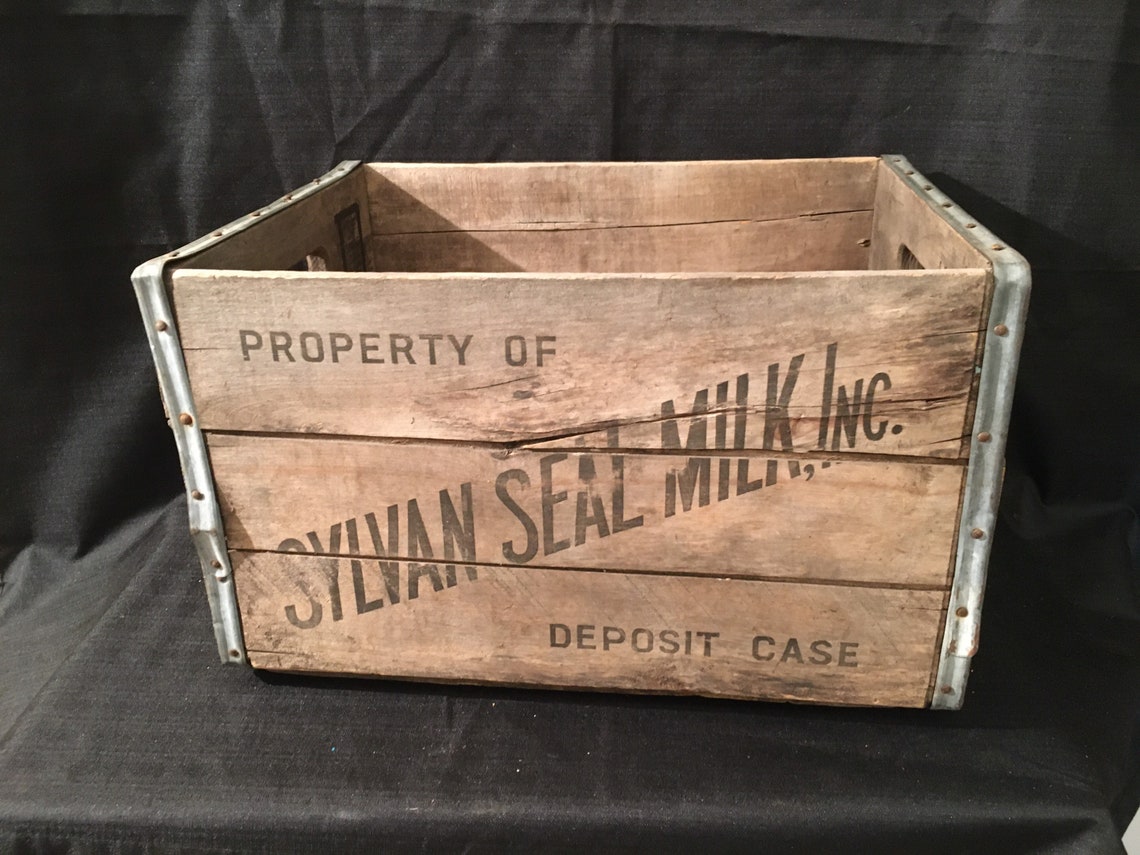 Vintage Sylvan Seal Milk Crate, Milk Box, Rustic Milk Crate, Wood and ...