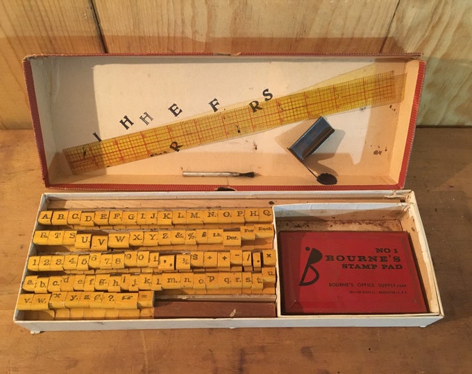 Vintage Stamperkraft Ink Stamp Kit, No. 916, Merchants Rubber Stamp Set ...