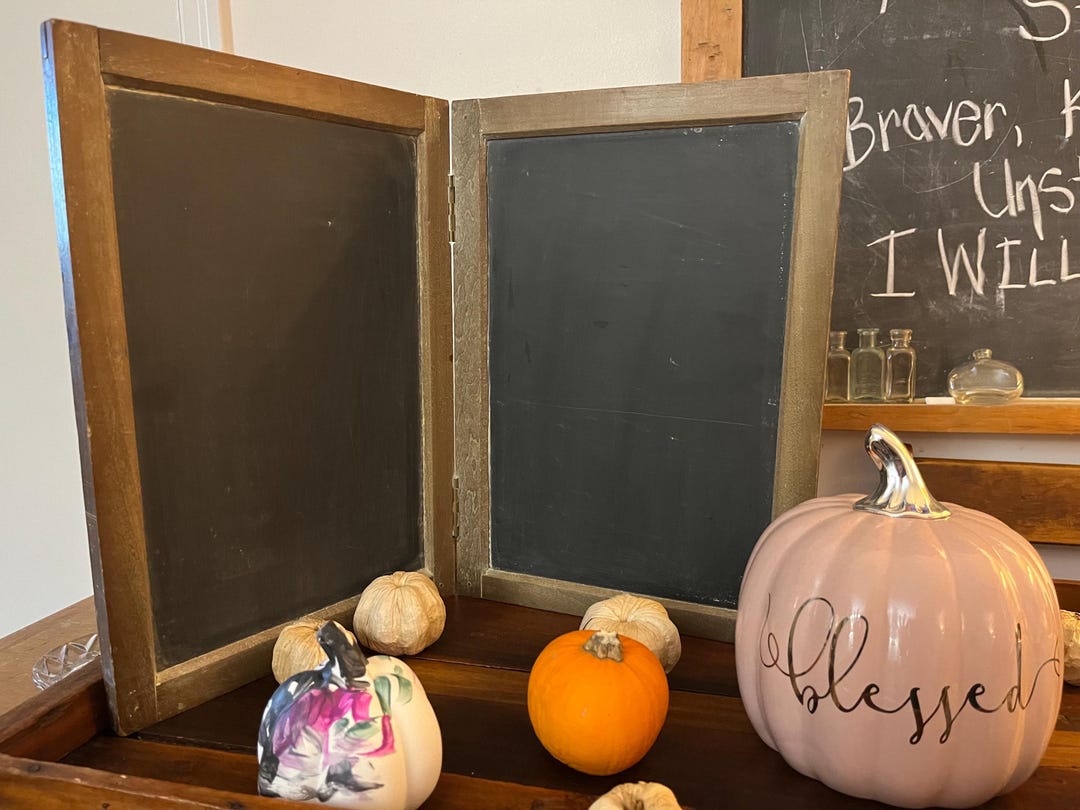 Early Antique Hinged Chalkboards, School Slate, School Chalkboard, Wood ...