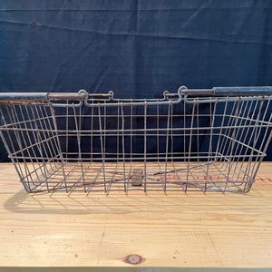 Vintage Wire Shopping Basket, Large Wire Market Basket, Rustic ...