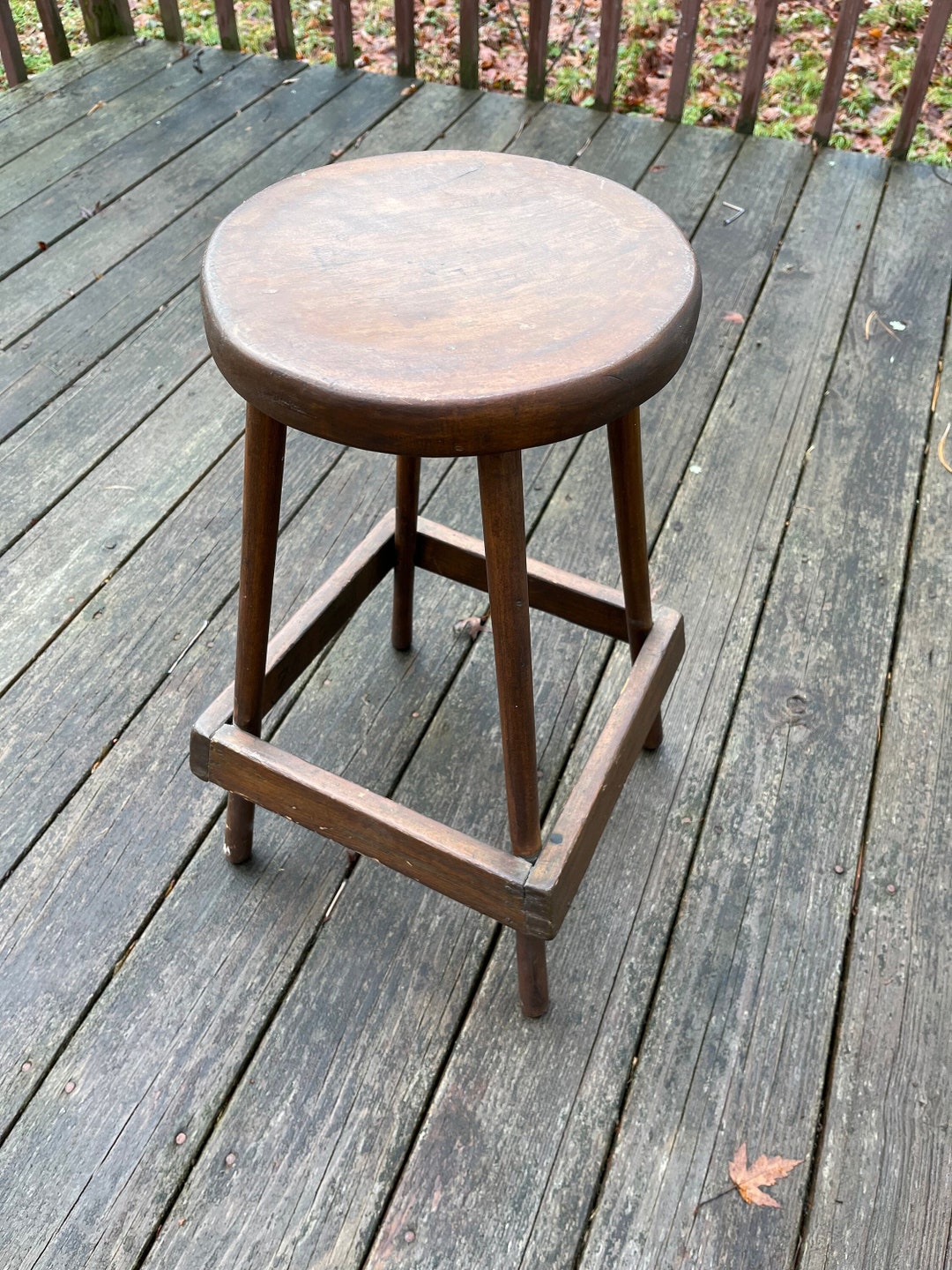 Vintage Wood Stool, Wood Bar Stool, Kitchen Stool, Hand-made Stool - Etsy