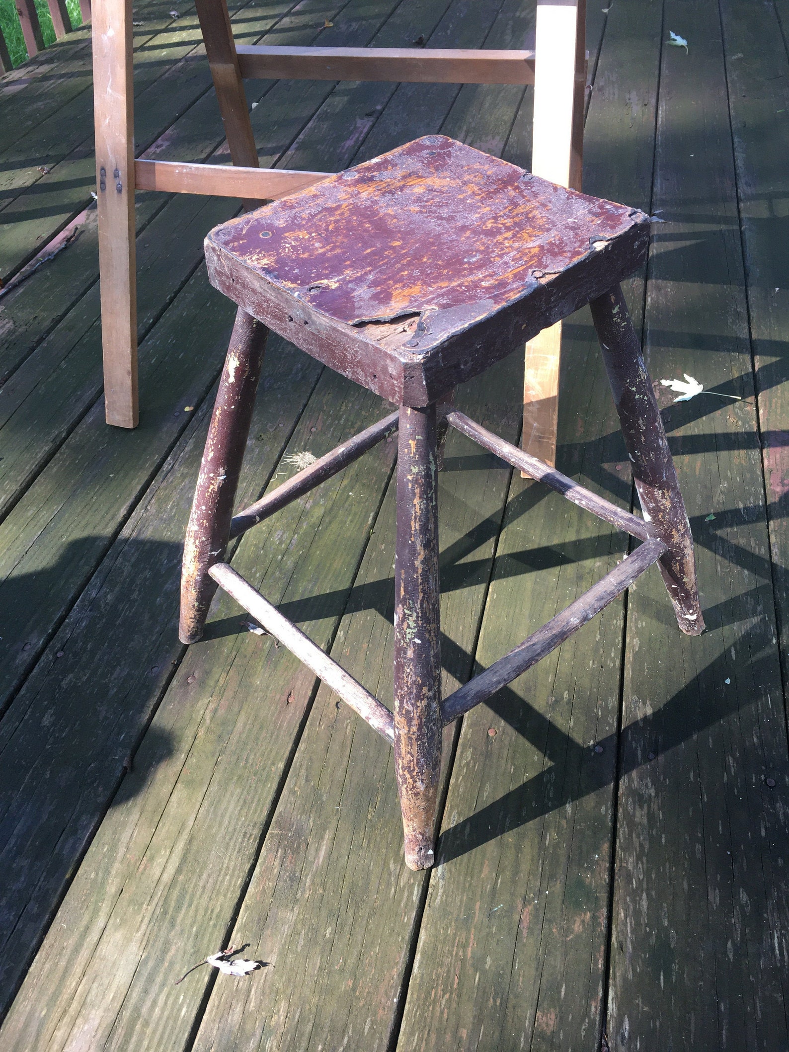 Antique Wood Stool Primitive Stool | Etsy