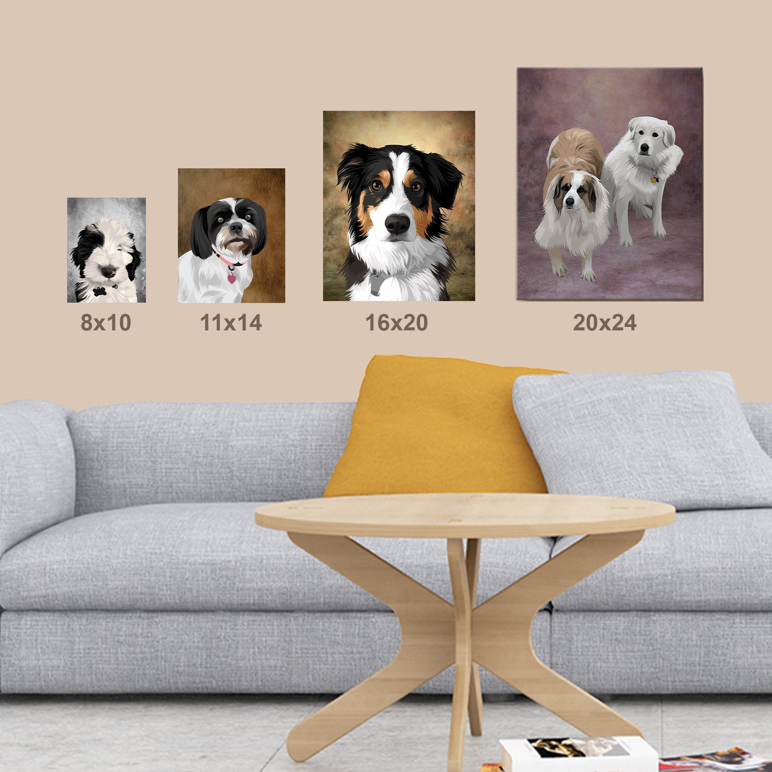 Custom Pet Portrait Canvas Pet Painting From Photo - Etsy