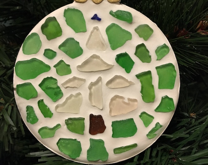 White Christmas Tree Lake Erie Beach Glass Ornament - Etsy