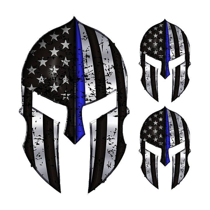Spartan Helmet Thin Blue Line sticker Police | Etsy