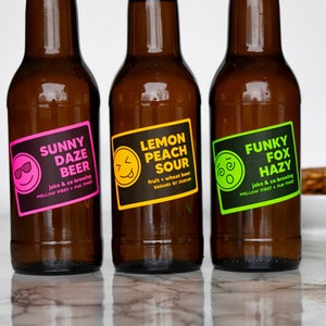 Emoji Smash Beer Labels • Neon Color Options • Custom Labels for ...