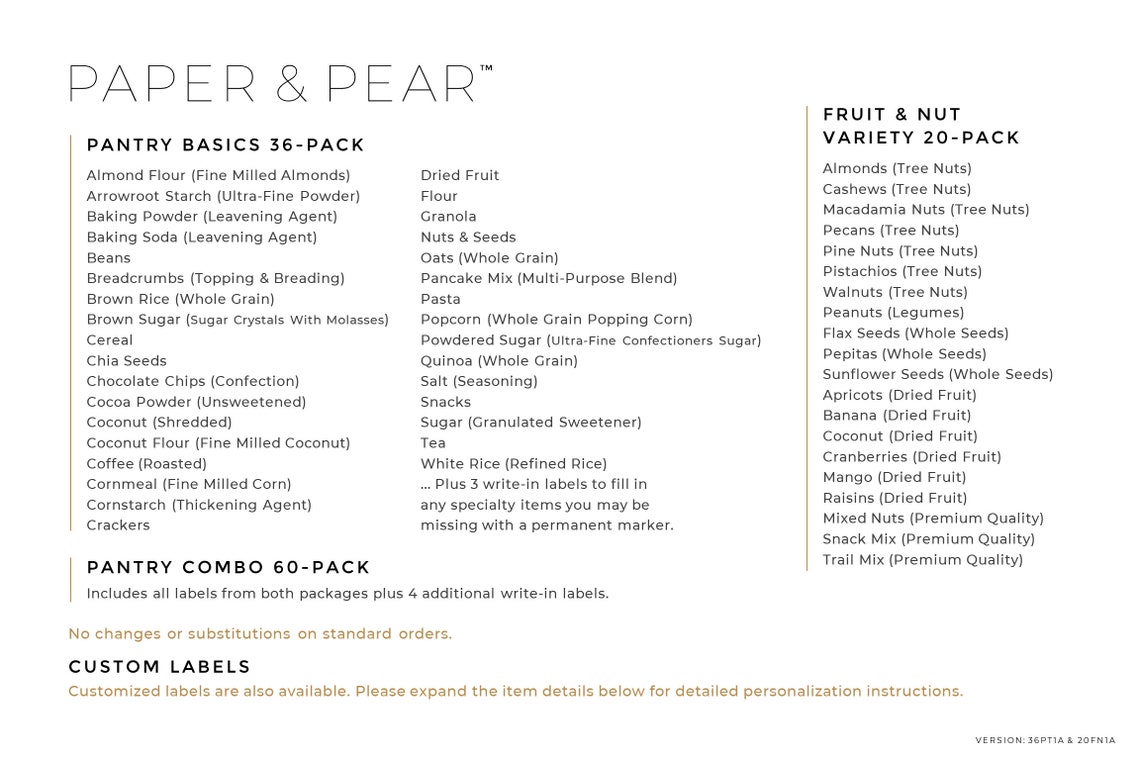 Boho Pantry Labels Water and Oil Resistant Personalization - Etsy