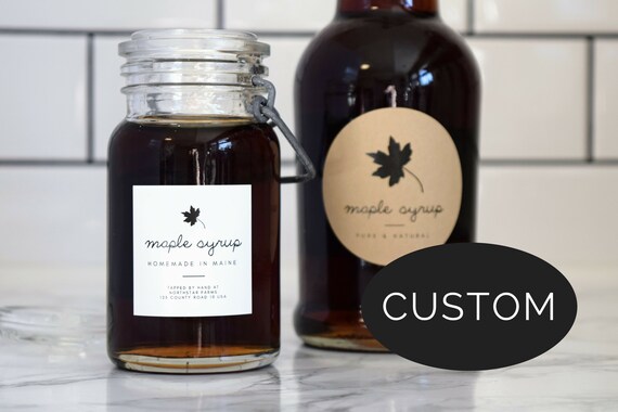 Hand Script Maple Syrup Labels Custom Water and Oil | Etsy