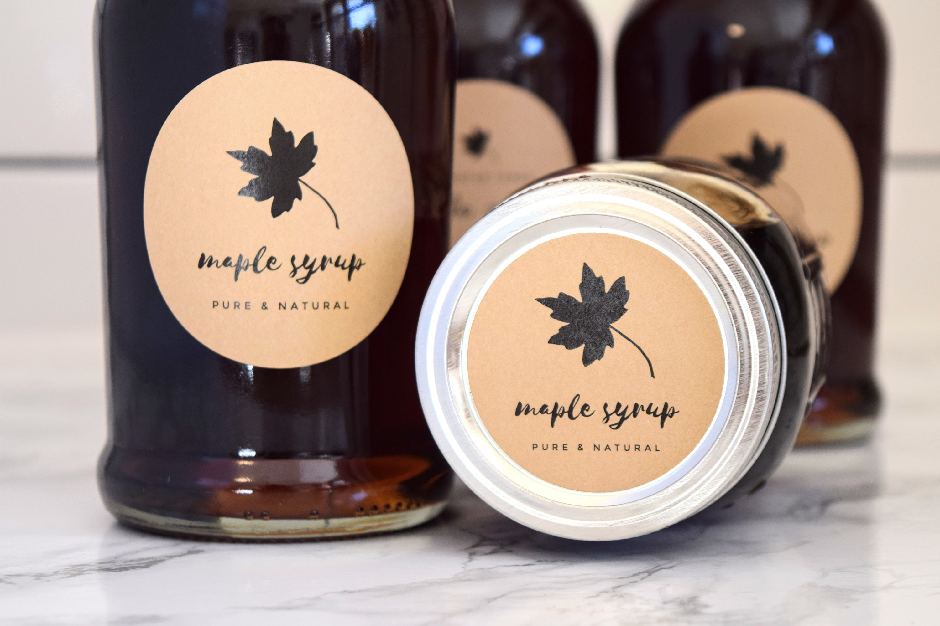 Brush Script Maple Syrup Labels Custom Water and Oil - Etsy