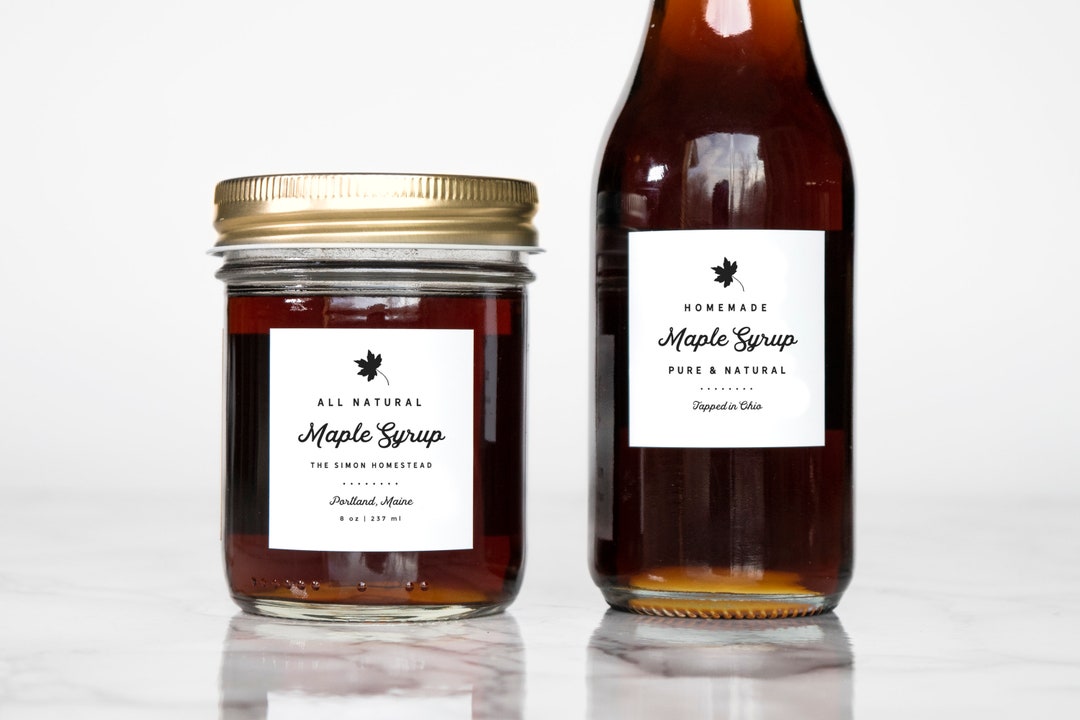 Retro-script Maple Syrup Labels • Personalized • Water and Oil ...