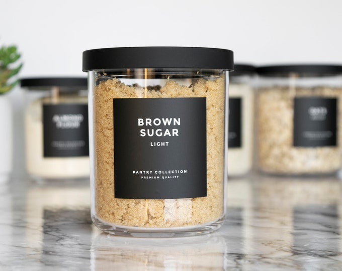 Modern-block Black Pantry Labels • Set of 60 Laminated, Water and Oil ...