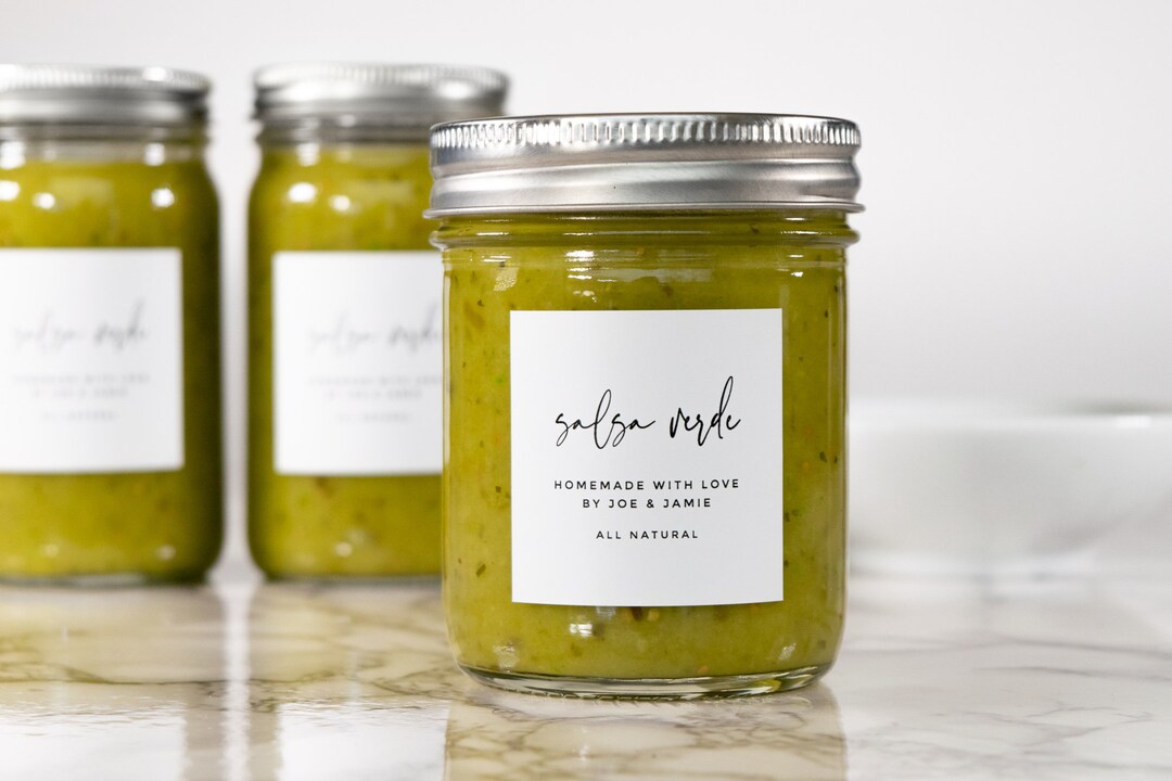 Simple-script Jar + Canning Labels • Personalized • Water and Oil ...