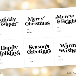 Retro-chic Holiday Tag Stickers • Personalization Available • White or ...