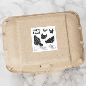 Happy Hens Egg Carton Labels • Personalized • White or Brown Farm and ...