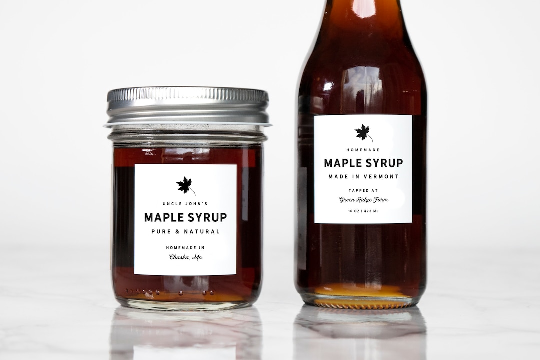 Retro-block Maple Syrup Labels • Personalized • Water and Oil Resistant ...