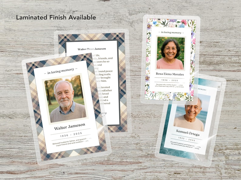 Personalized Memorial Cards • Laminated Keepsakes With Photo ...
