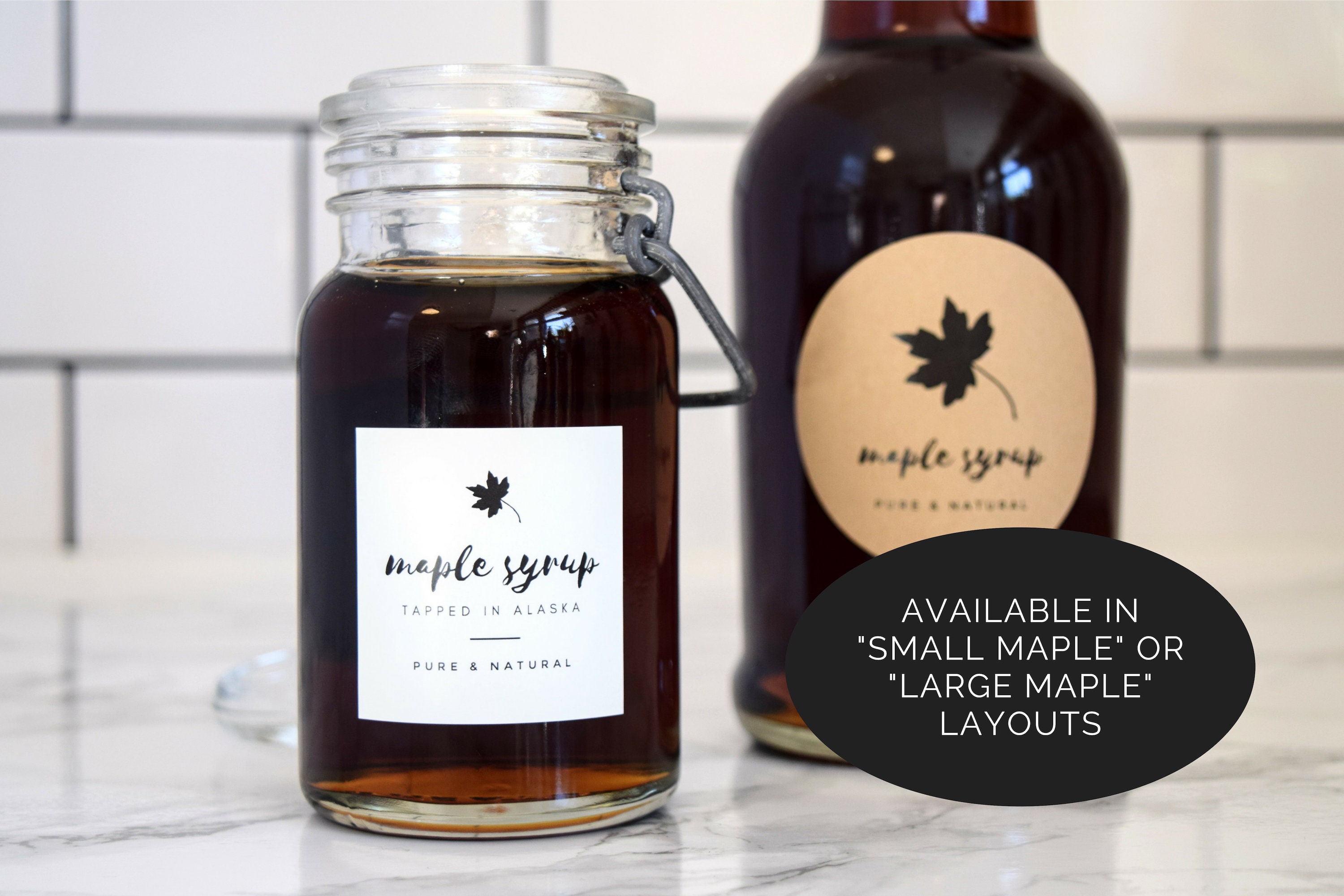 Brush Script Maple Syrup Labels Custom Water and Oil - Etsy
