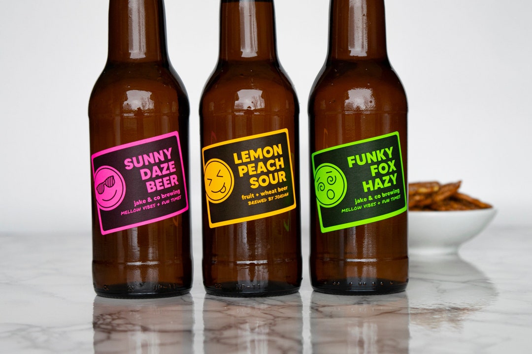 Emoji Smash Beer Labels • Neon Color Options • Custom Labels for ...