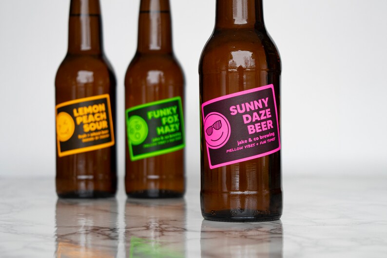 Emoji Smash Beer Labels • Neon Color Options • Custom Labels for ...