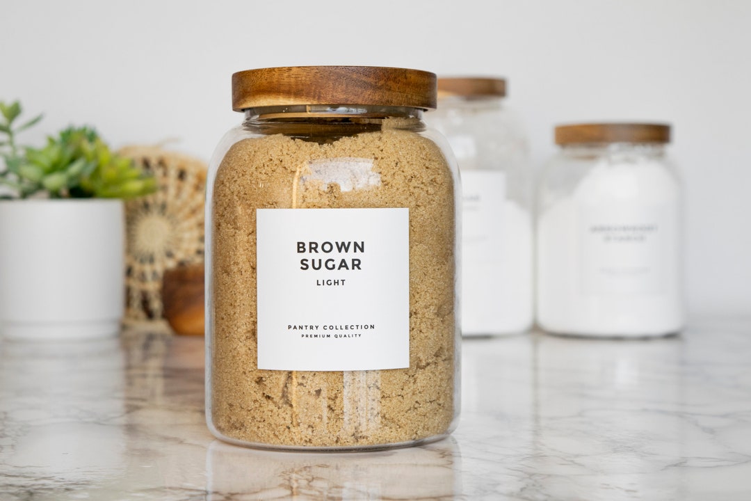 Modern-block White Pantry Labels • Water and Oil Resistant Stickers ...