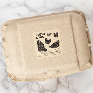 Happy Hens Egg Carton Labels • Personalized • White or Brown Farm and ...