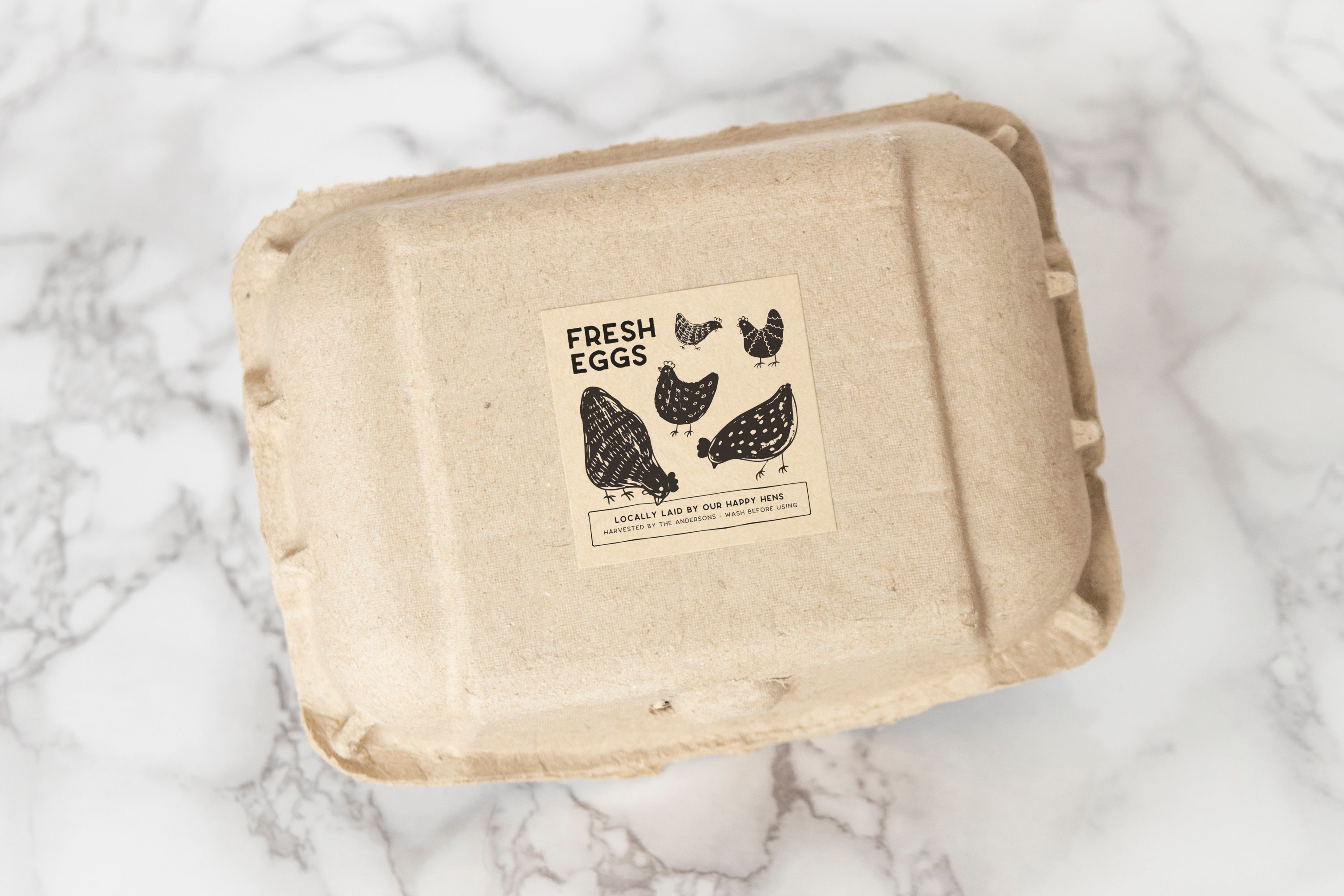 Happy Hens Egg Carton Labels • Personalized • White or Brown Farm and ...