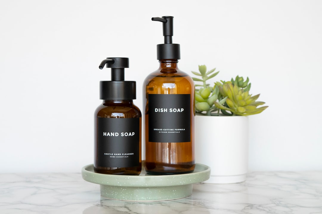 Modern-block Black Home + Cleaning Labels • Set of 36 • Water and Oil ...