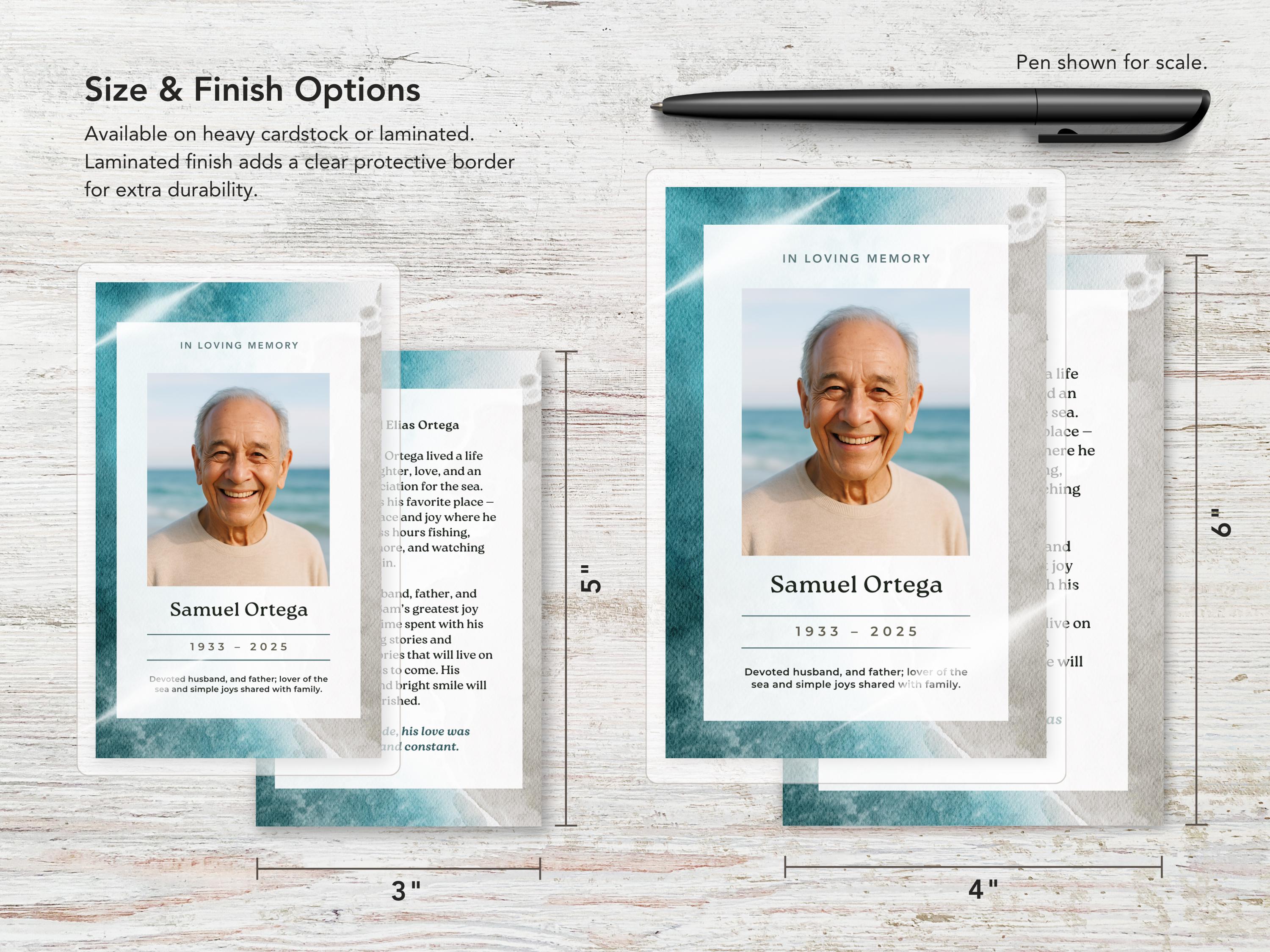 Personalized Memorial Cards • Laminated Keepsakes With Photo ...