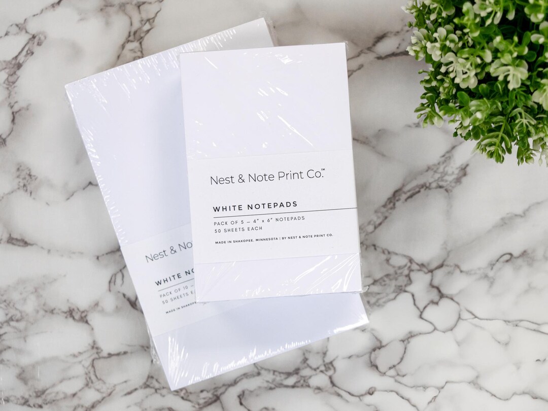 Basic White Notepads • 5-pack or 10-pack • 50 Sheets Each • Top-bound ...