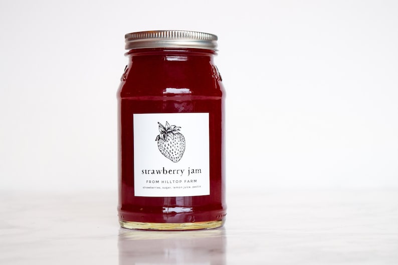 Strawberry Jam Jelly Labels Custom Stickers for Packaging | Etsy