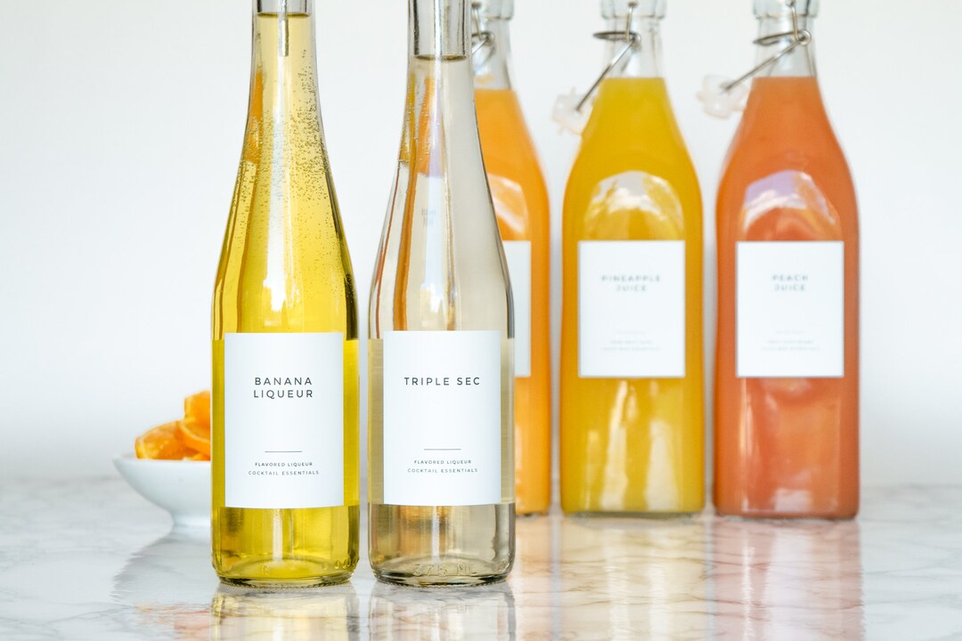 Clean-modern Cocktail Bar + Juice Labels • Personalized Options • by ...