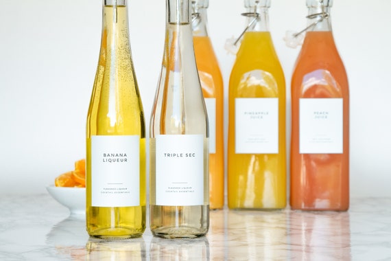 Clean-modern Cocktail Bar Juice Labels Personalization - Etsy