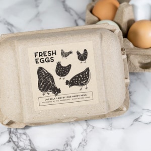 Happy Hens Egg Carton Labels • Personalized • White or Brown Farm and ...