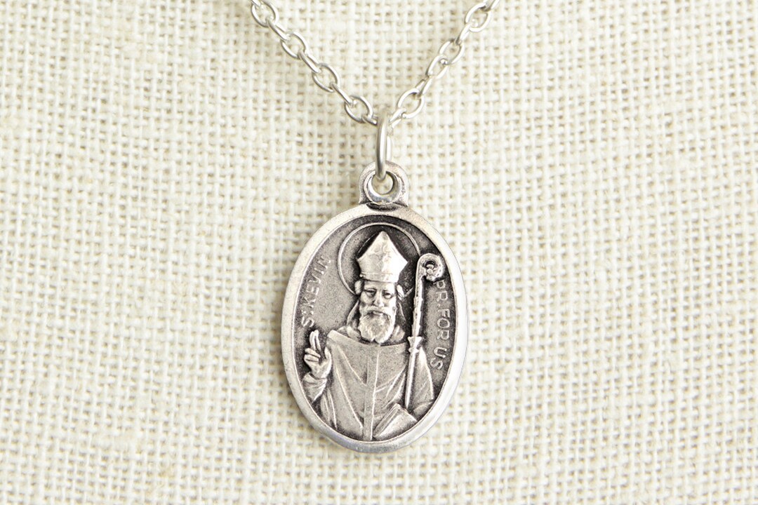 Saint Kevin Medal Necklace. St Kevin Necklace. Catholic Necklace ...