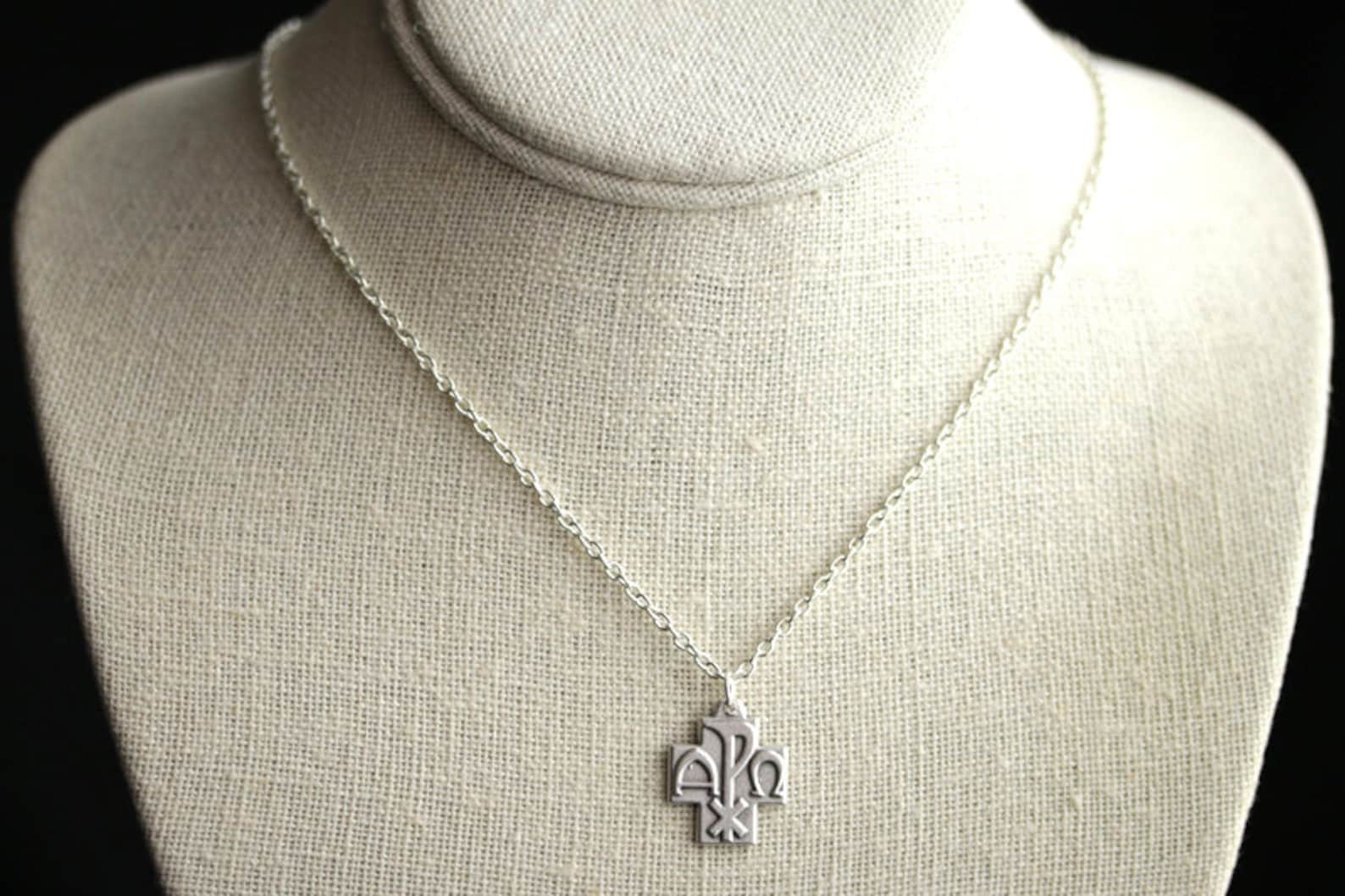 Alpha Omega Medal Necklace. Alpha Omega Necklace. Catholic Necklace ...