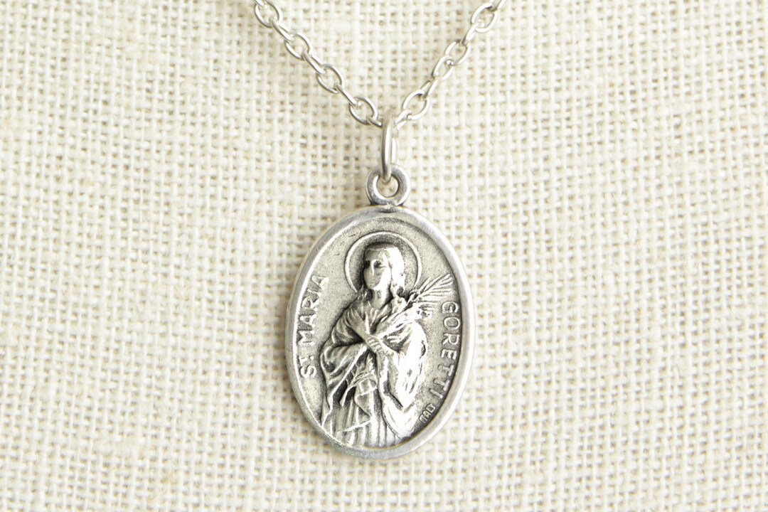 Saint Maria Goretti Medal Necklace. St Maria Goretti Necklace. Catholic ...