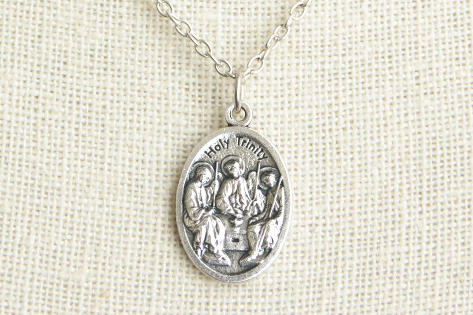 Holy Trinity Medal Necklace. Holy Trinity Necklace. Catholic - Etsy