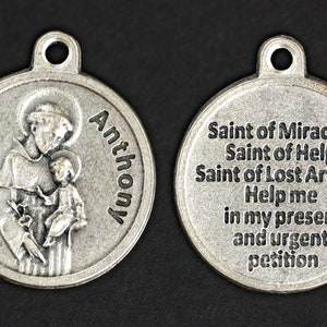 St Anthony Necklace. Catholic Saint Anthony Prayer Necklace. Round ...